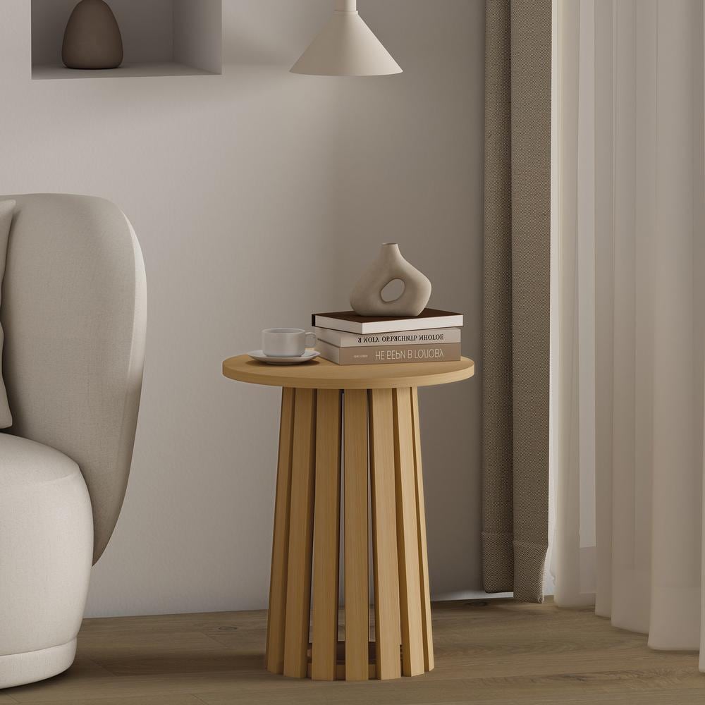 Manhattan Comfort Layla 17.7 in. Modern Natural Oak Round MDF End Table ET012-NA - The Home Depot