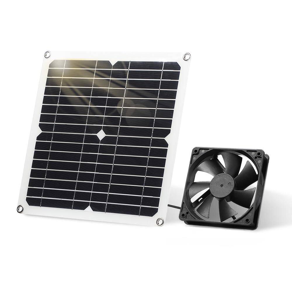 KIWDZFU 12W Solar Panel Fan for Small Spaces, Weatherproof Design, Easy ...