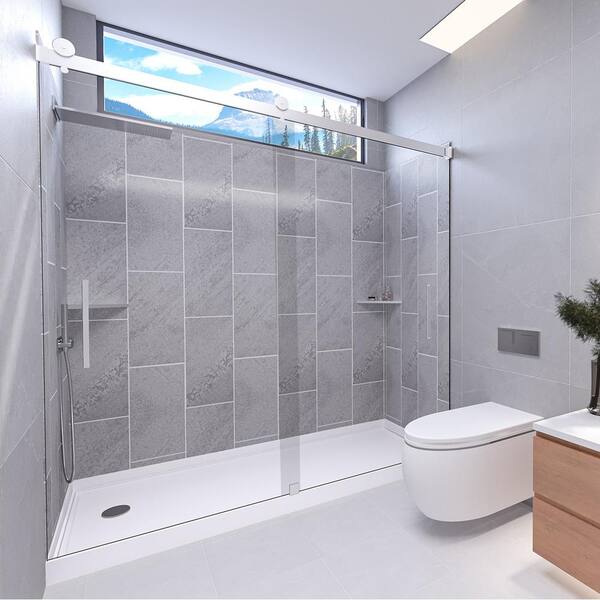 NuVo Slate Grey-Tetherow 60 in. L x 32 in. W x 83 in. H Base/Wall/Door ...