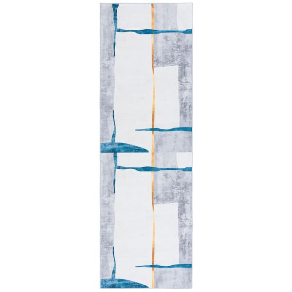 SAFAVIEH Malibu Gray/Light Gray 3 ft. x 8 ft. Machine Washable ...