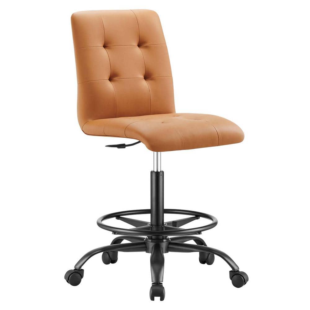 MODWAY Prim Faux Leather Ergonomic Adjustable Height Armless Drafting ...