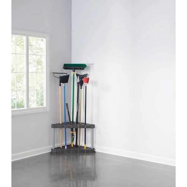 Rubbermaid Black 2-Tier Corner Plastic Shelving Unit (32 in. W x 20 in ...