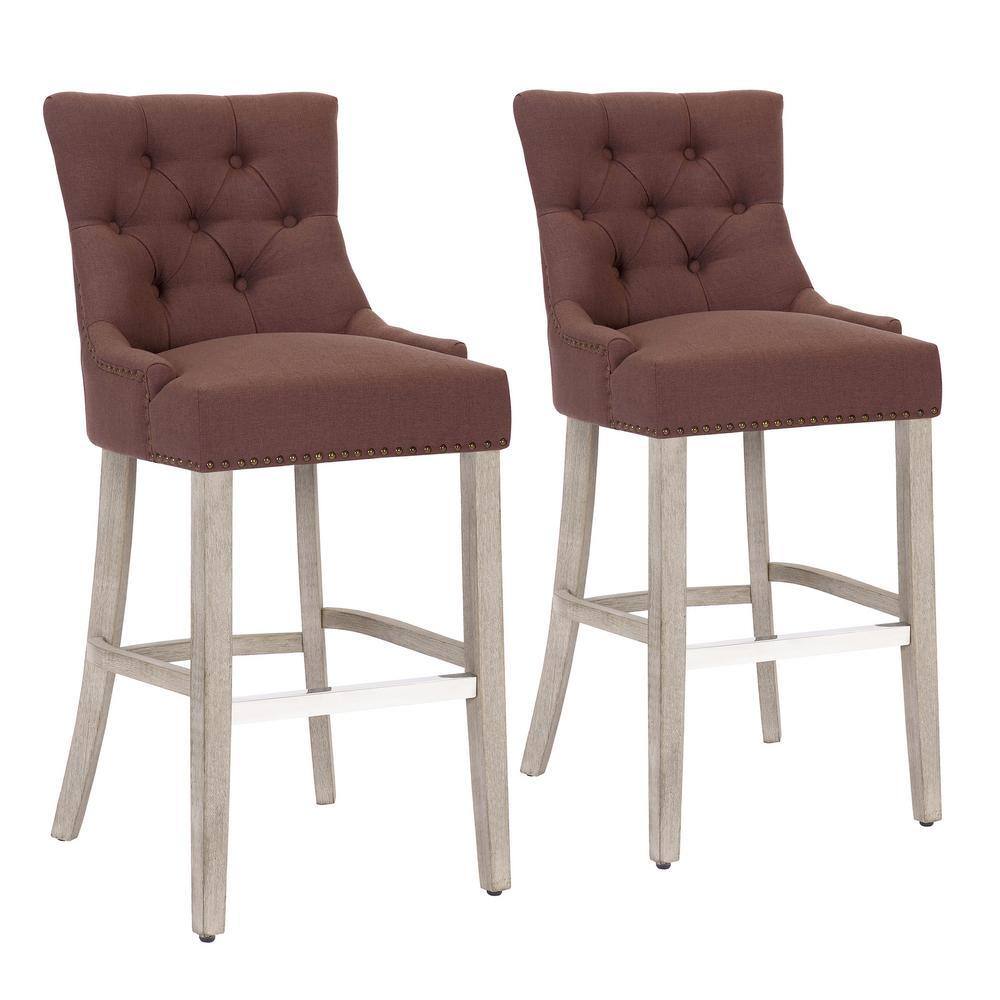 WESTINFURNITURE Wren 29 in. Antique Gray Full Back Wood Frame Cushioned ...