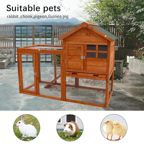 47.8 in. W Deluxe Wooden Chicken Coop Hen House Rabbit Wood Hutch ...