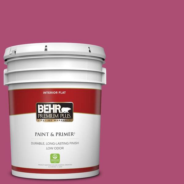 BEHR PREMIUM PLUS 5 gal. #100B-7 Hot Pink Flat Low Odor Interior Paint ...