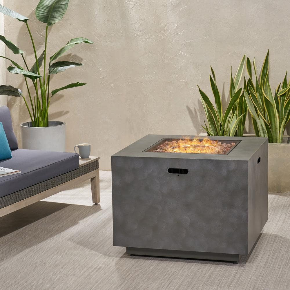 Noble House Wellington 33 in. x 24 in. Square Concrete Propane Outdoor ...