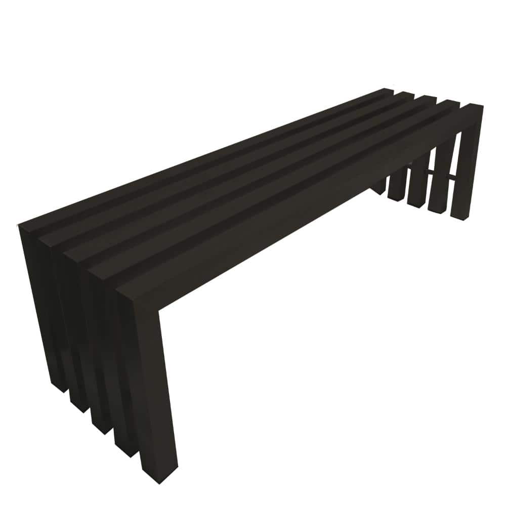 Benjara Black Dining Bench Backless with Slatted Design 58 in. BM317015 ...