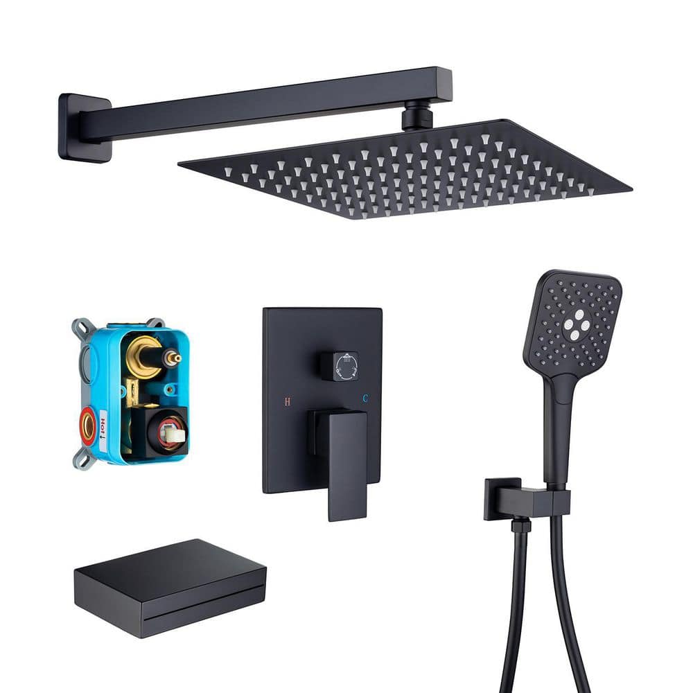 RAINLEX 1-Handle 1-Spray Square High Pressure Shower Faucet Waterfall ...