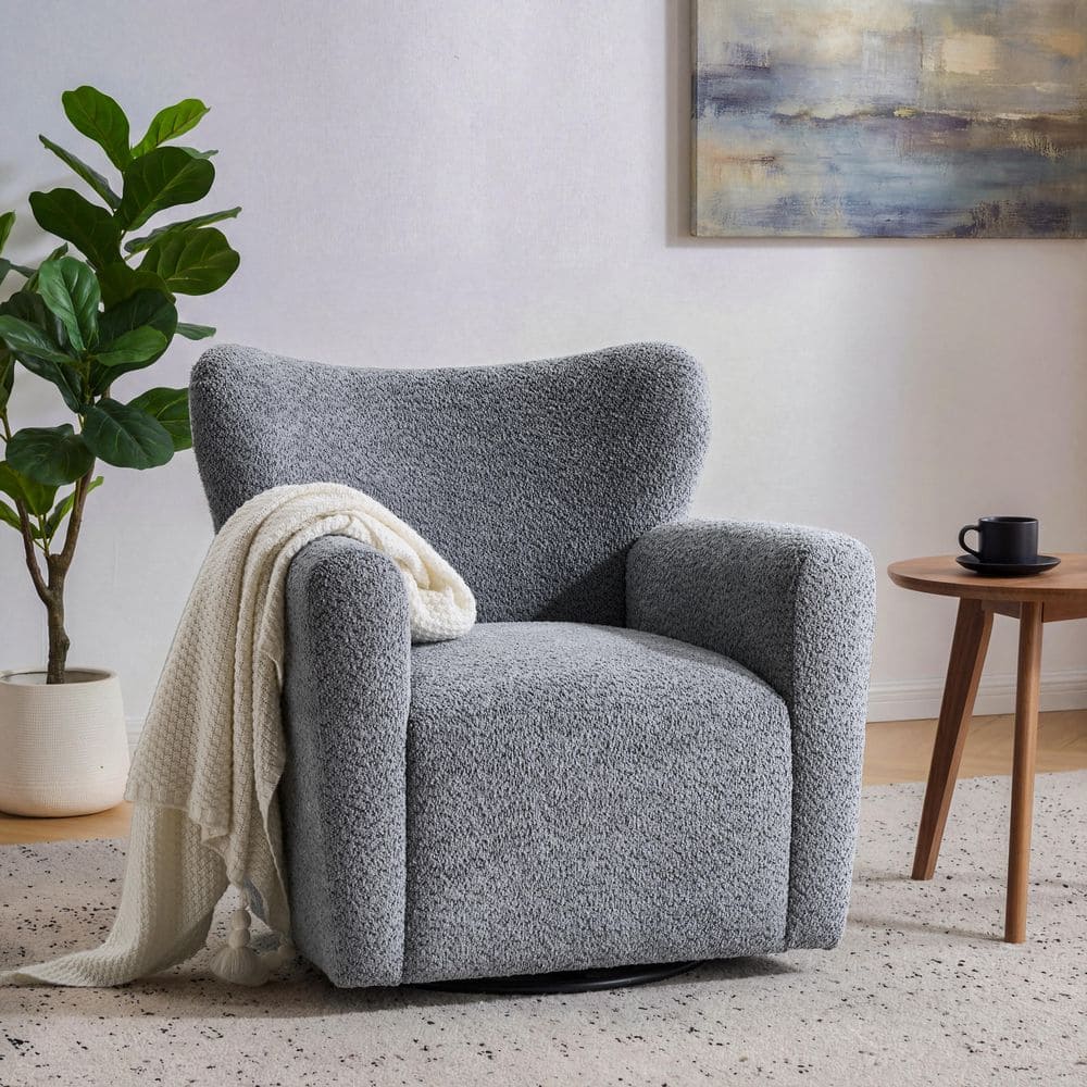 CHRISTOPHER KNIGHT HOME Avery Modern Dusty Blue Upholstered Boucle ...