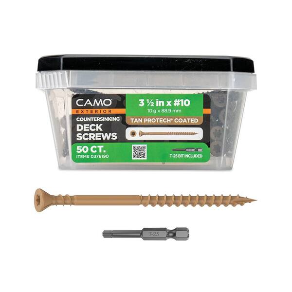 CAMO #10 x 3-1/2 in. Tan ACQ Rated Star Drive Flat Head Wood Deck Screw ...