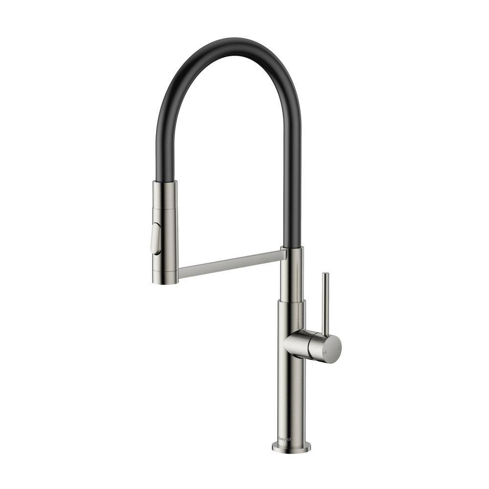 Staykiwi Single Handle Pull Out Sprayer Kitchen Faucet in Brushed ...