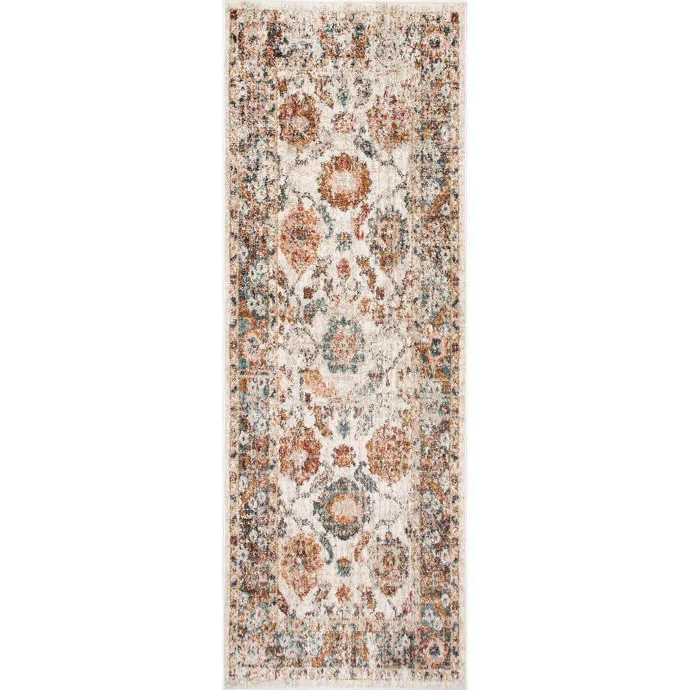 nuLOOM Cecil Vintage Floral Beige 2 ft. 6 in. x 6 ft. Runner Rug ...