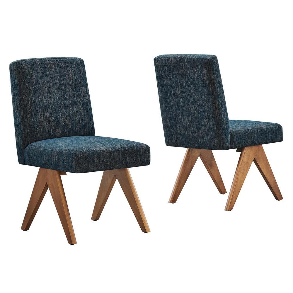 MODWAY Lyra Fabric Dining Room Side Chair - Set of 2 in Azure Fabric ...