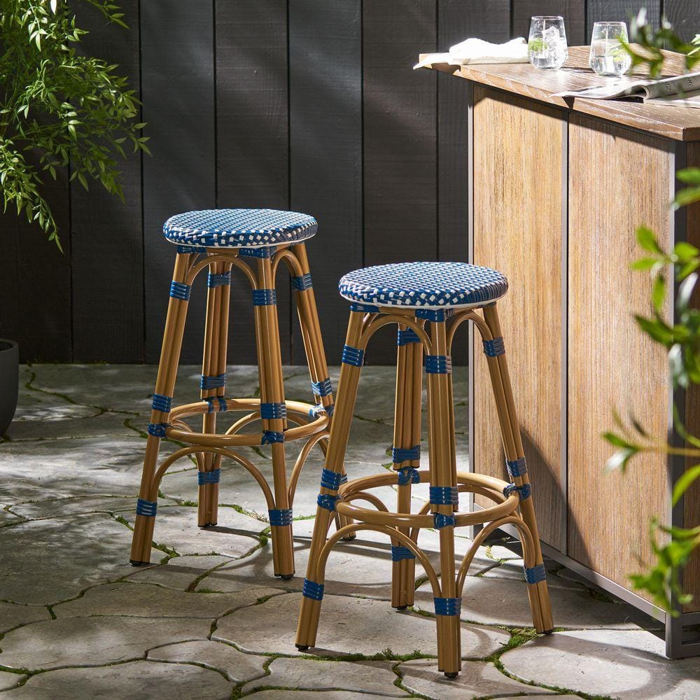 Set of 2 Bistro Outdoor Bar Stools, 29.5 in. Backless Counter Stools ...