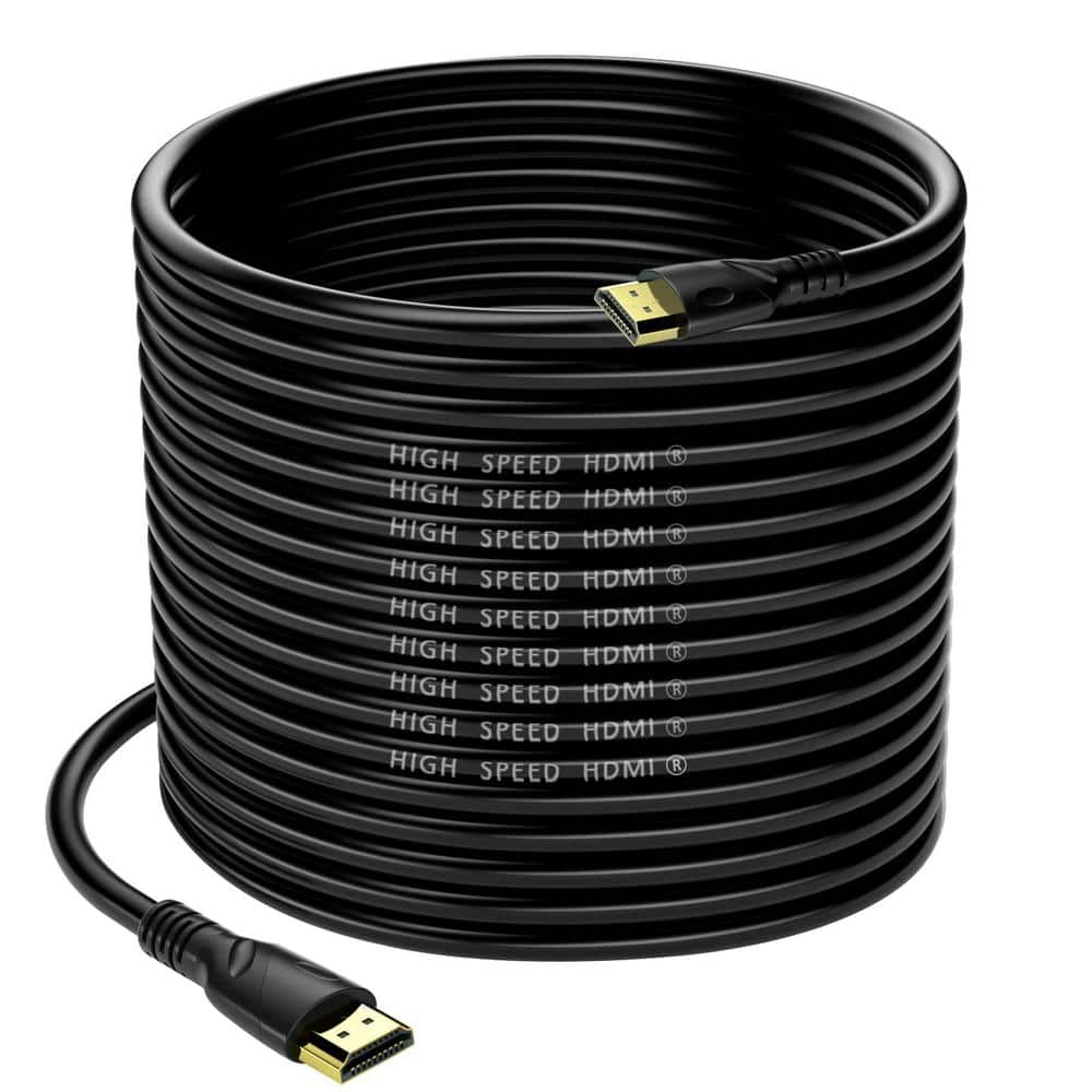 EKIEUDL 4K 65 ft. RG6 Shielded Gold Plated HDMI Wire-Black 27E043PH003 ...