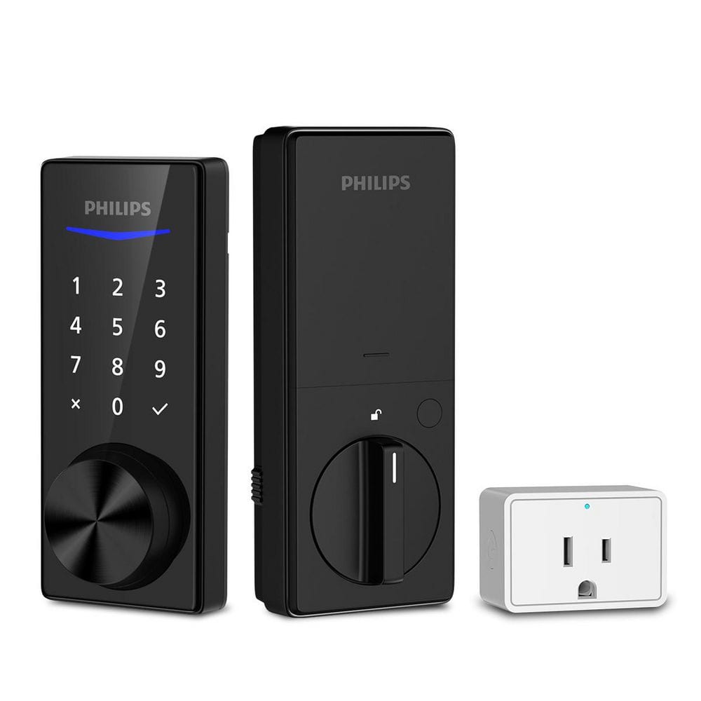 Philips Matte Black Bluetooth Touchscreen Smart Deadbolt with Wi-Fi ...