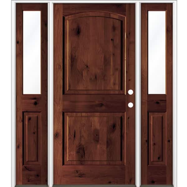 Krosswood Doors 58 in. x 80 in. Knotty Alder 2Panel Arch Left-Hand ...