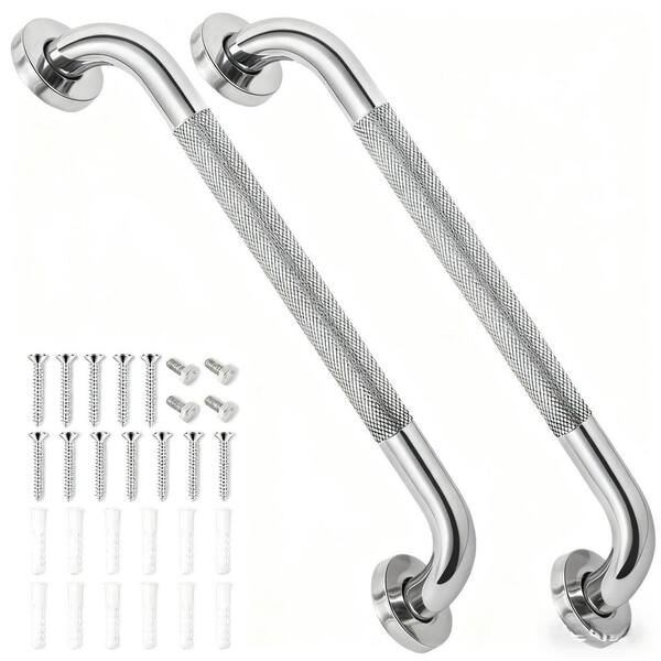 Wudkey 2 Pack 16 in. Stainless Steel Anti-Slip Shower Grab Bar, Exposed ...