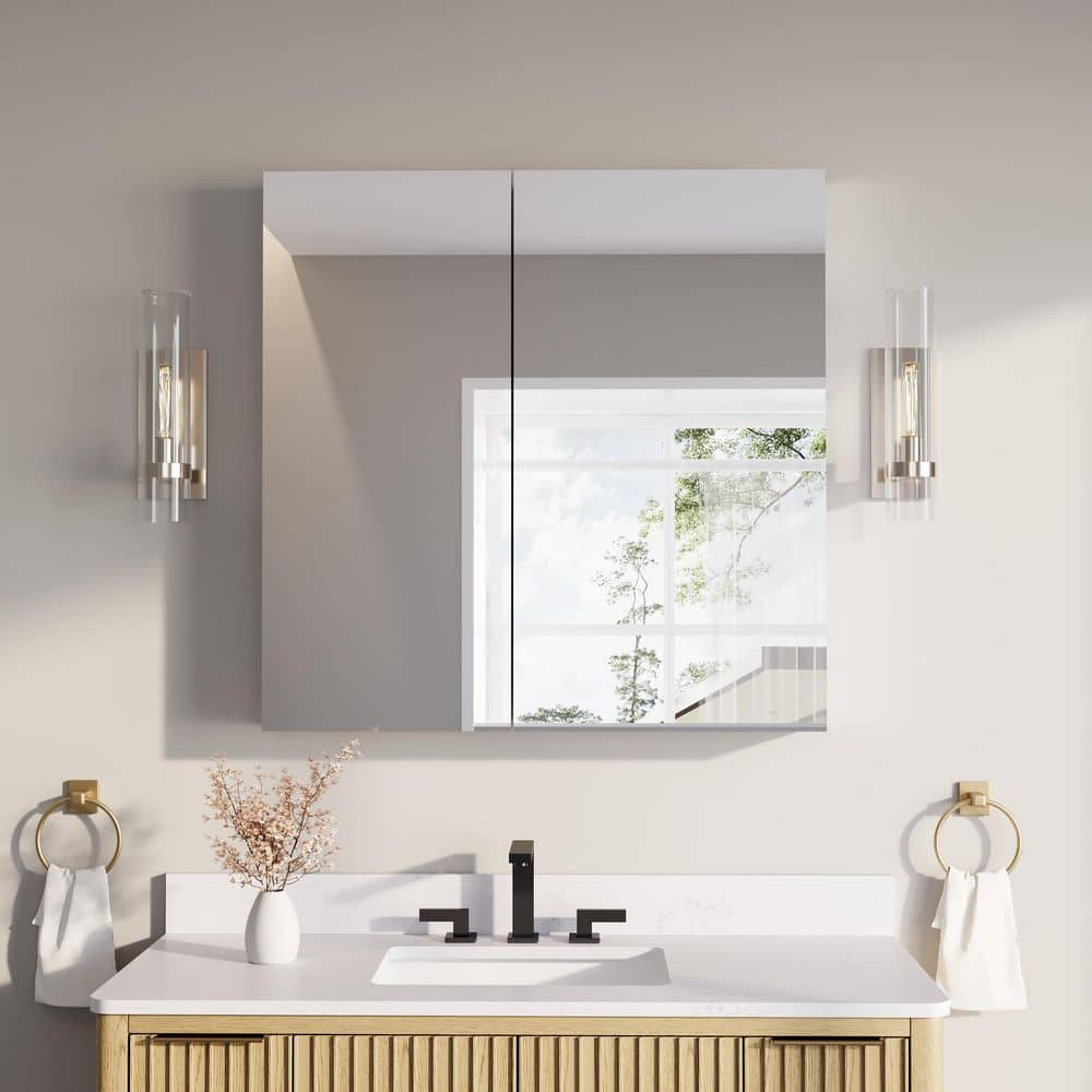 ANGELES HOME 36 in. W x 36 in. H Square Combo Recess/Surface Mount ...