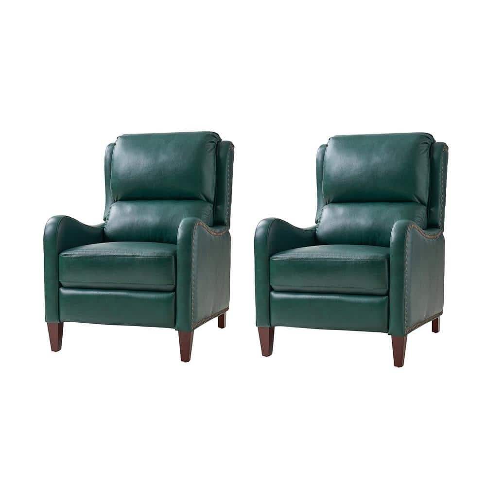 JAYDEN CREATION Hyde Green Leather Standard (No Motion) Recliner with ...