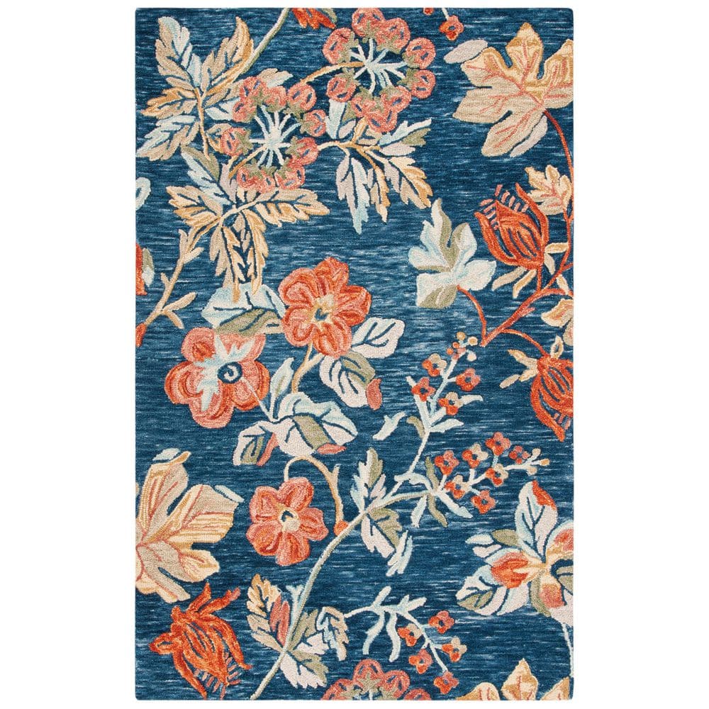 SAFAVIEH Aspen 4 ft. x 6 ft. Blue/Orange Eclectic Floral Area Rug ...