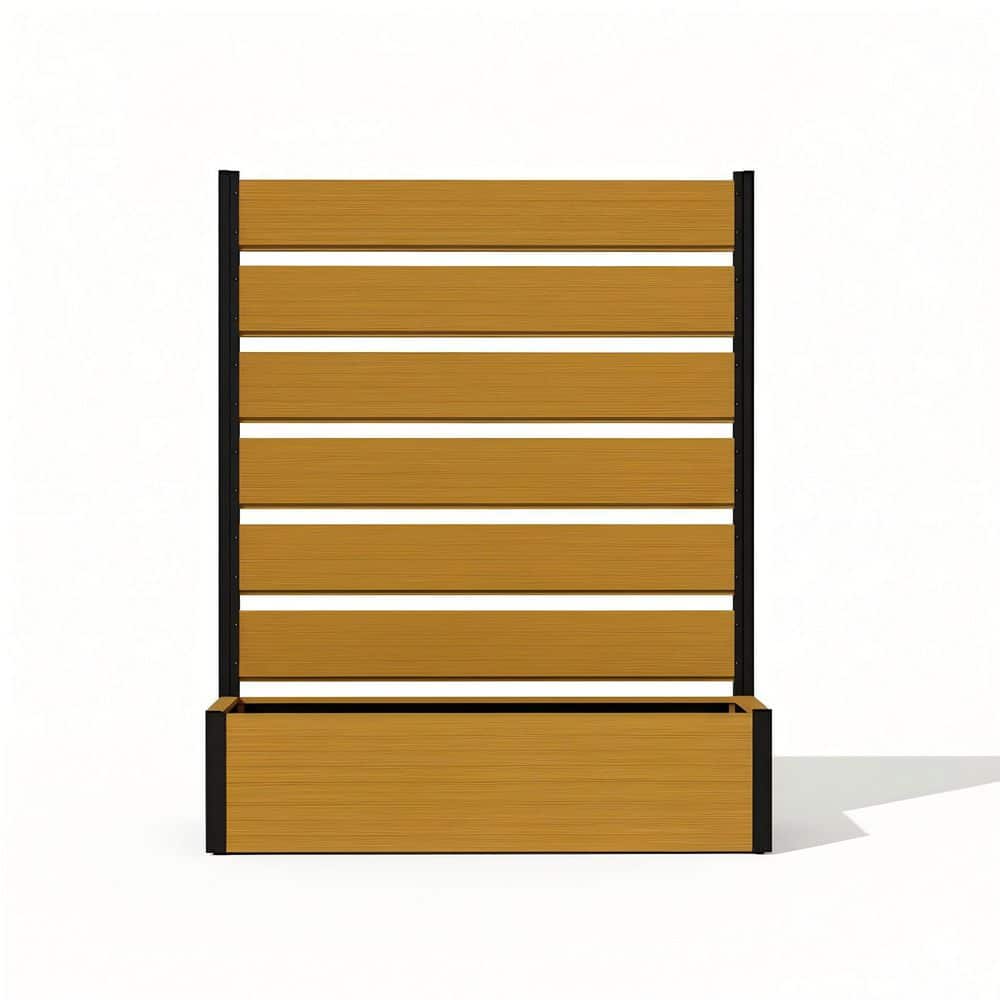 mondaria 14 in. W x 59 in. H Yellow Teak Composite Wood Panels Planter ...
