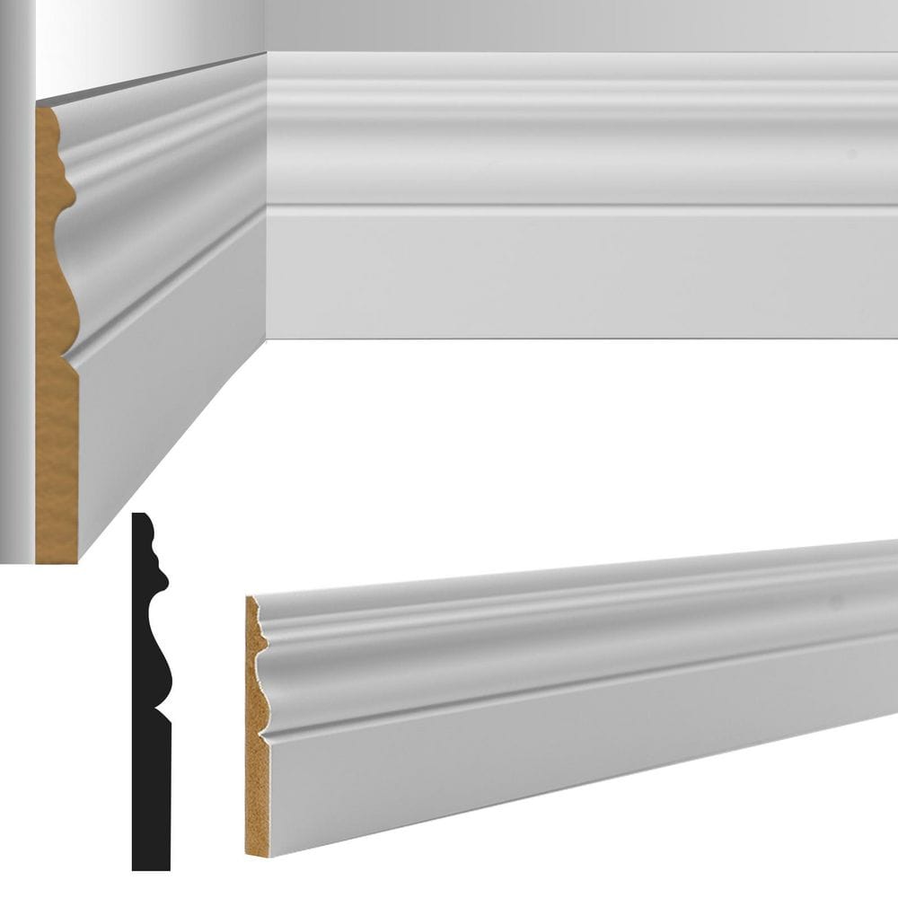 Art3d White 0.47 in. D x 4.17 in. W x 96 in. L Primed MDF Chair Rail ...