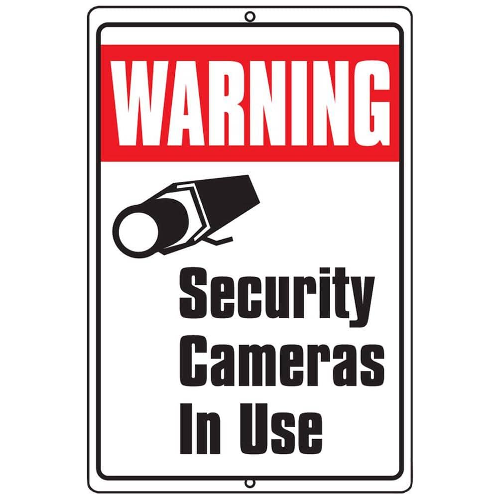 Hillman 18 in. x 12 in. Aluminum Warning Security Cameras Sign 843489 ...