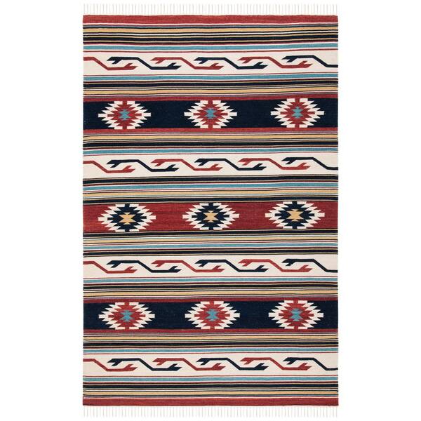 SAFAVIEH Kilim Ivory/Rust 5 ft. x 8 ft. Striped Native American ...