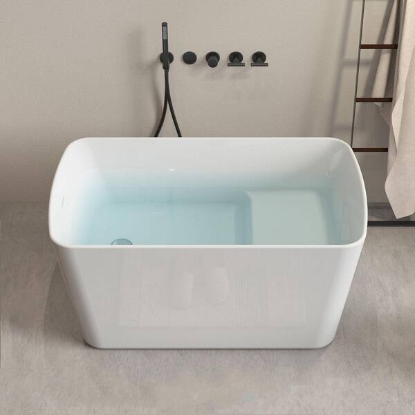 Qidian 49 in. (L ) x 27 in. (W) Acrylic Freestanding Soaking Bathtub ...