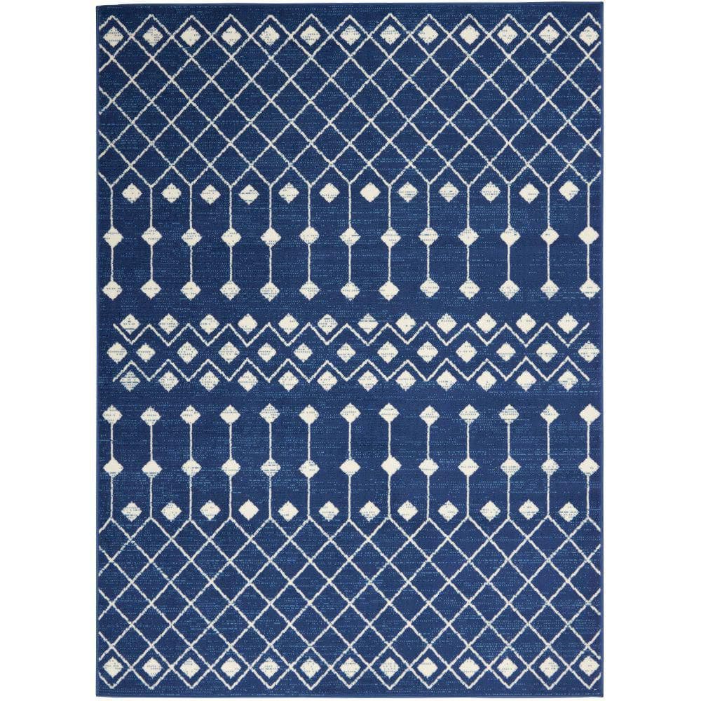 Nourison Grafix Navy 6 ft. x 9 ft. Moroccan Boho Area Rug 753380 - The ...