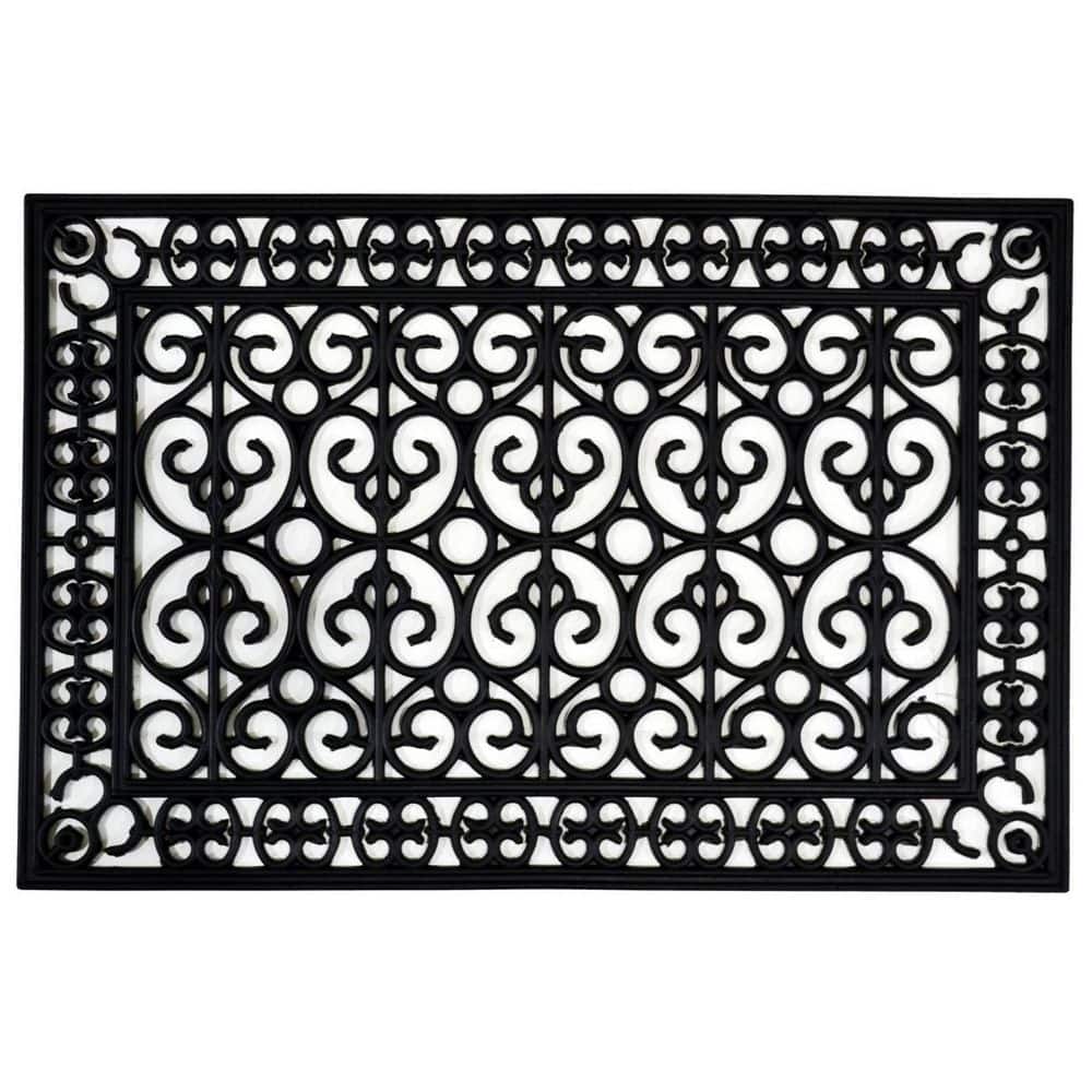 HomeRoots 36 in. x 24 in. Black Rubber Outdoor Door Mat 2000573975 ...