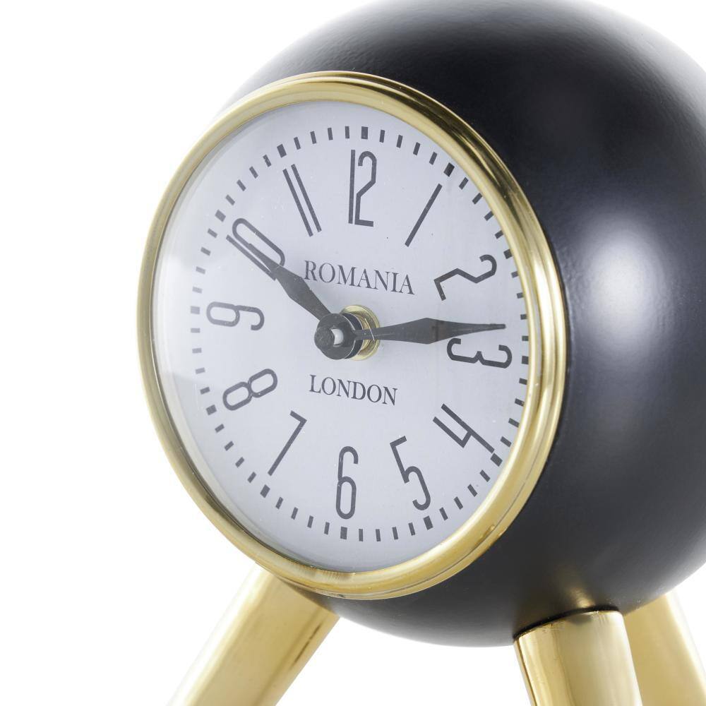 Litton Lane Black Metal Orb Clock with White Clockface and Gold Tripod ...