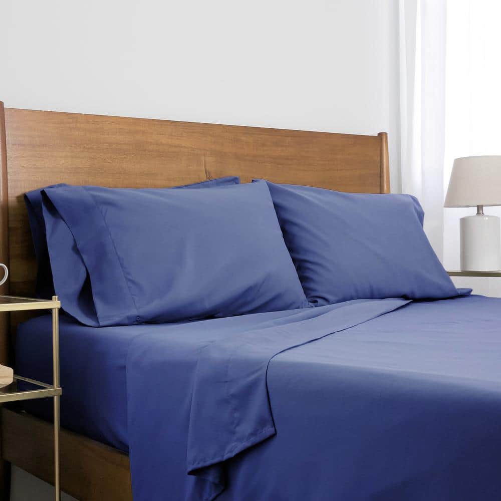 SOUTHSHORE FINE LINENS Deep Pocket 6-Piece Denim Blue Microfiber King ...