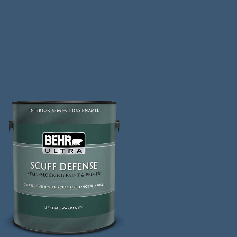 BEHR ULTRA 1 gal. #M500-6 Express Blue Extra Durable Semi-Gloss Enamel ...