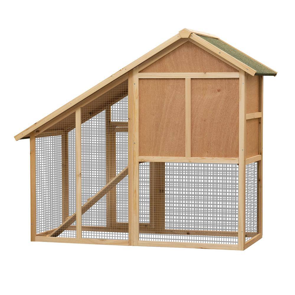 GOGEXX 55in. L 2-Tier Wooden Rabbit Hutch Bunny Cage Chicken Coup ...