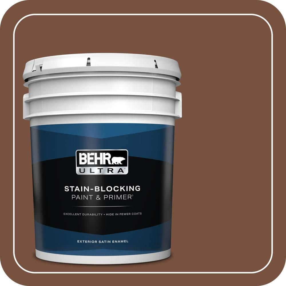 BEHR ULTRA 5 gal. #240F-7 Root Beer Satin Enamel Exterior Paint ...