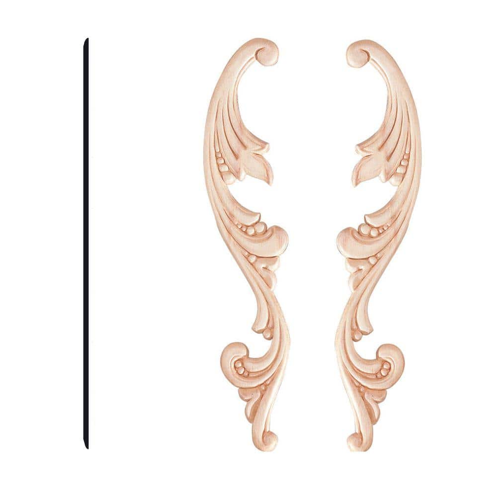 HOUSE OF FARA 1/4 in. x 1-5/8 in. x 9-3/4 in. Birch Wood Scroll Accent ...
