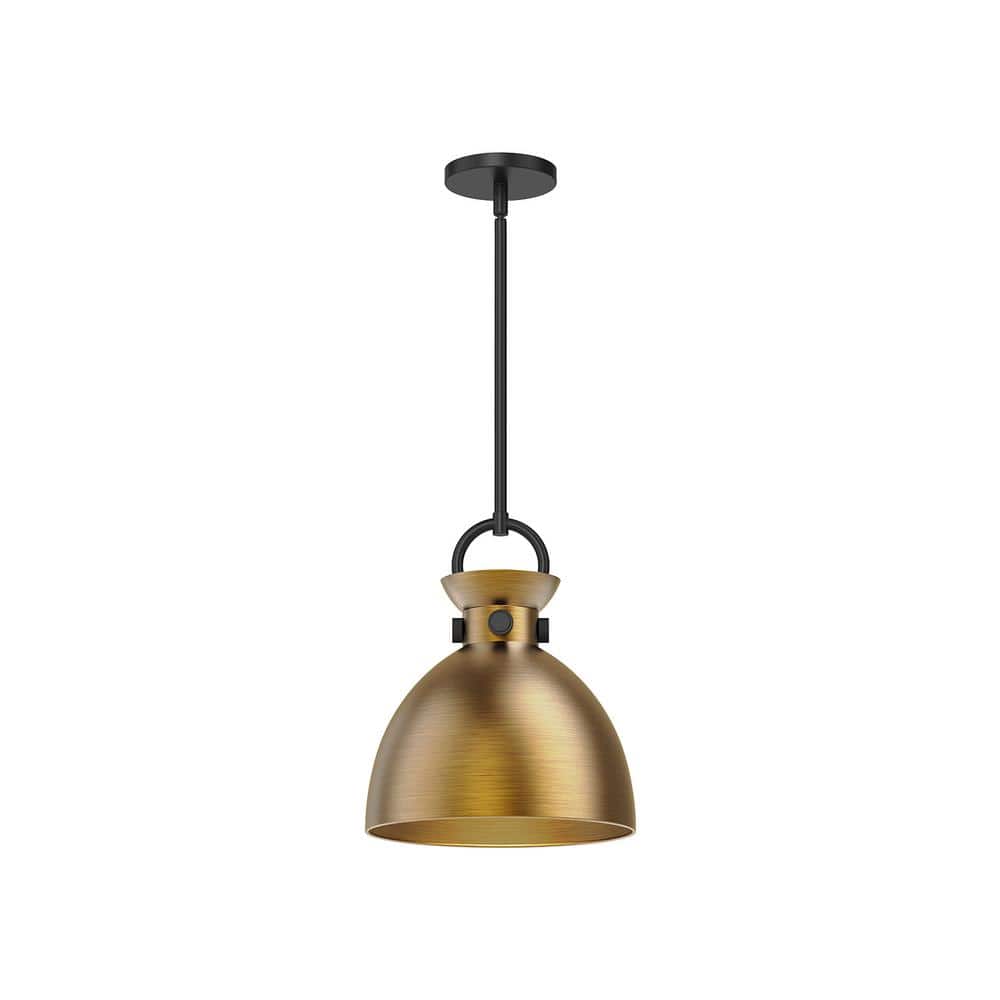 ALORA MOOD Waldo 11 in. 1 Light 60-Watt Matte Black/Aged Gold Pendant ...