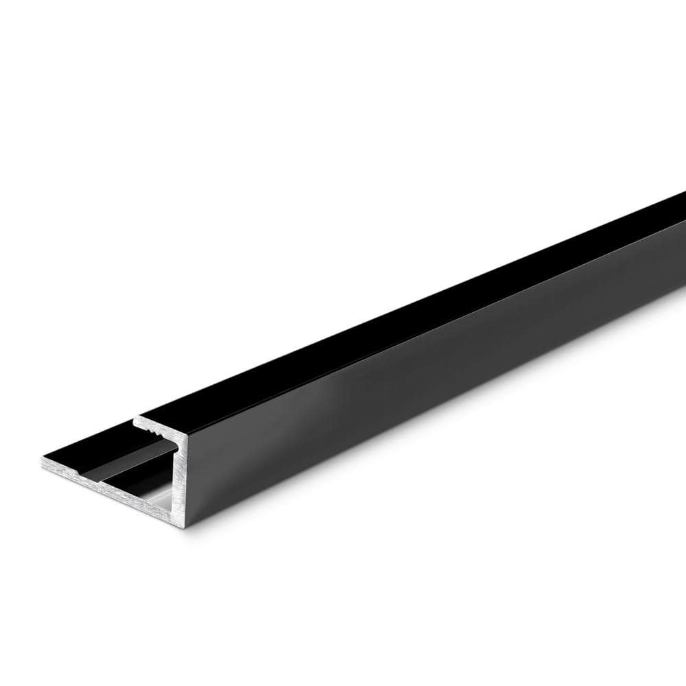 TrimMaster Black 3/8 in. x 98-1/2 in. Aluminum Square Tile Edging Trim ...