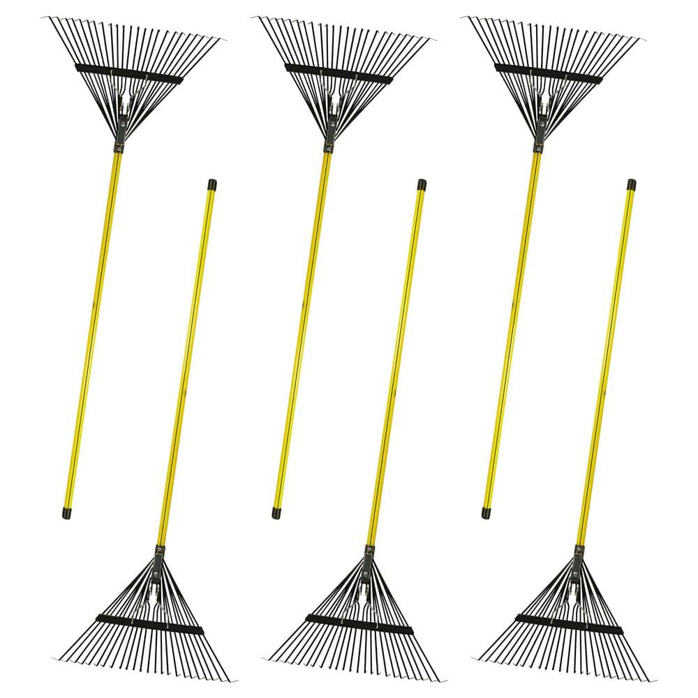 Nupla Heavy-Duty 54 in. 24-Tine Leaf Rake with Classic Fiberglass ...