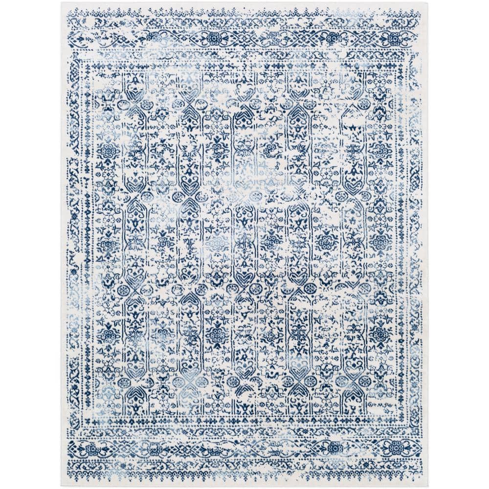 Livabliss Errol Dark Blue 6 ft. 7 in. x 9 ft. Oriental Distressed Area ...