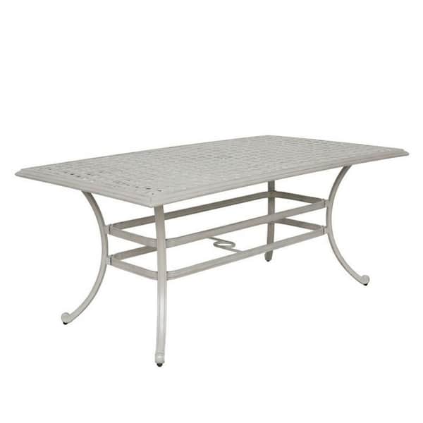 Benjara Wynn Gray Rectangle Aluminum Outdoor Dining Table BM321167 ...