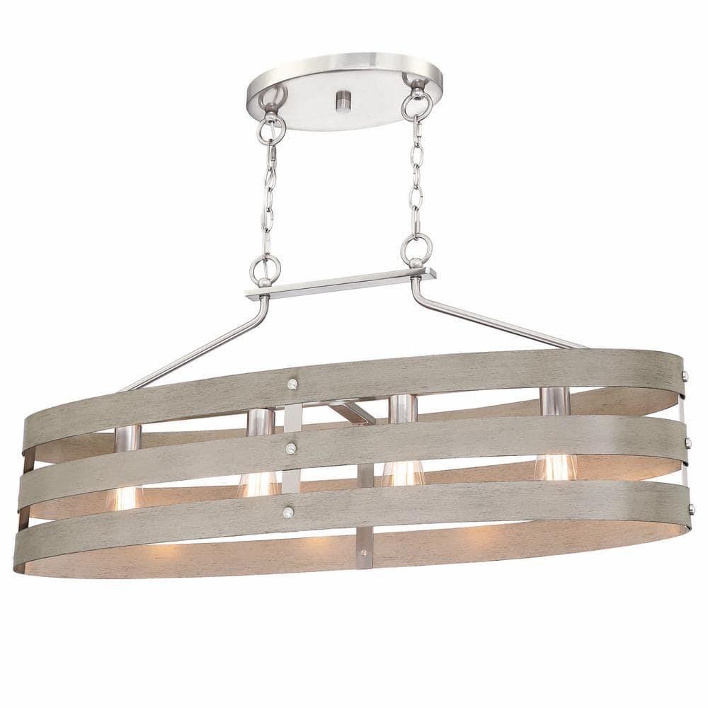 Uixe 4-Light Finish Gray Chandelier With Shade SSIDL50414 - The Home Depot