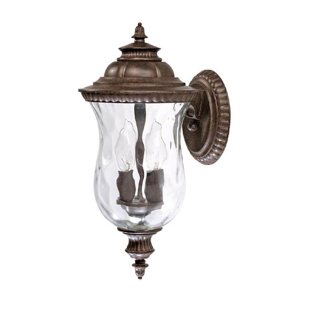 Filament Design 2-Light Outdoor Tortoise Hammered Glass Wall Fixture ...