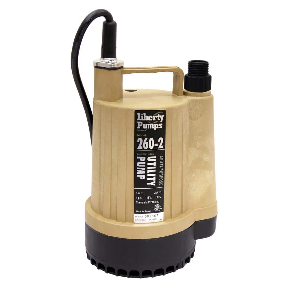 Liberty Pumps 260-Series 1/6 HP Submersible Utility Pump with 25 ft ...