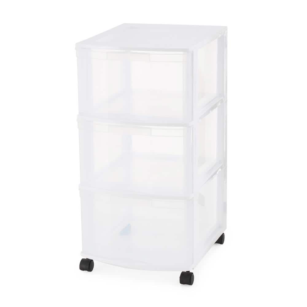 GRACIOUS LIVING 12 in. x 23.75 in. Resin Clear 3 Drawer Storage Chest ...