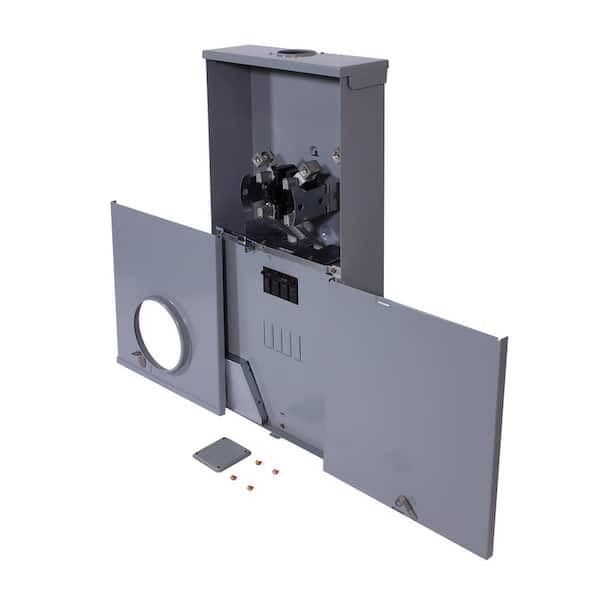 200 Amp Meter Socket Load Center Outdoor Galvanized Steel Box 4-Space 8 ...