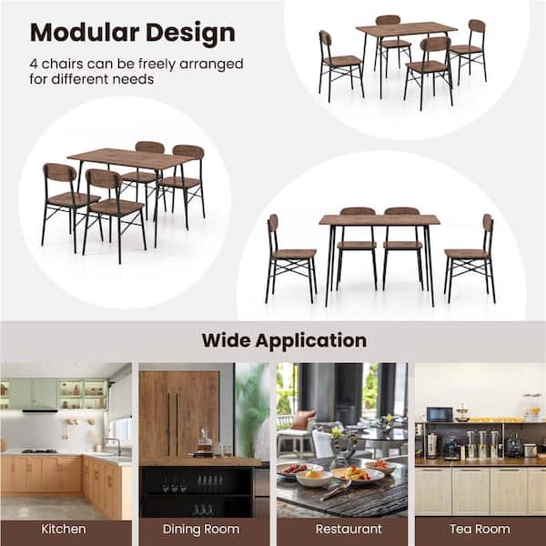 Costway 5 piece faux marble dining set table and 4 chairs kitchen breakfast furniture store