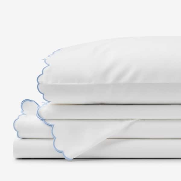 The Company Store Company Cotton Embroidered Scallop Light Blue Sateen ...